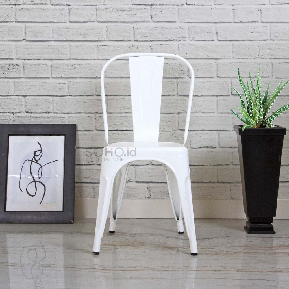 Kursi Cafe Besi Kursi Makan - Kursi Tolix Metal Putih