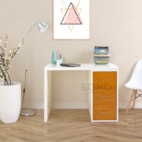 Meja Tulis - Marcelo Desk 3 Drawers Natural